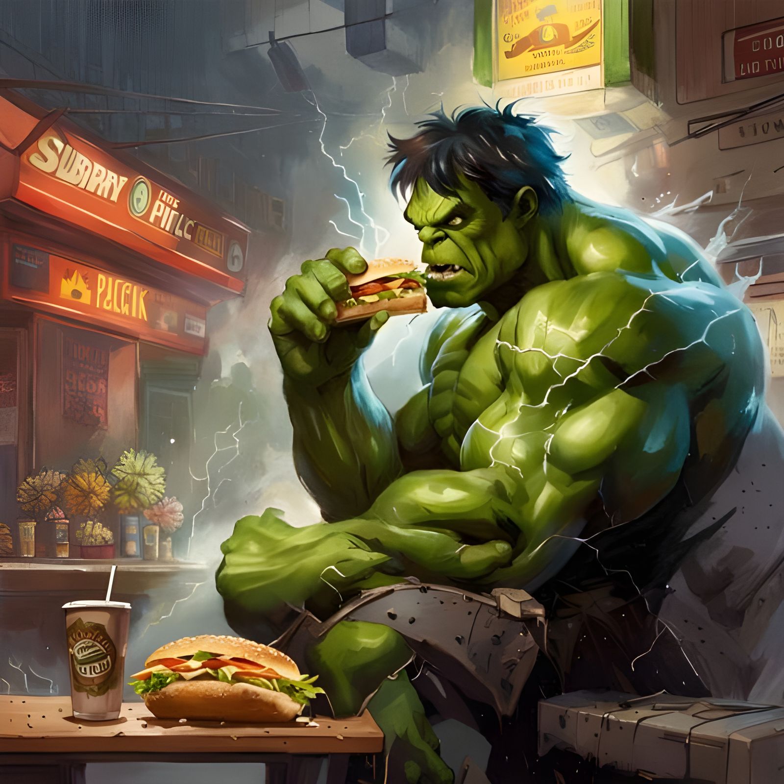 Incredible Hulk Eating a Sandwich - AI Generated Artwork - NightCafe ...