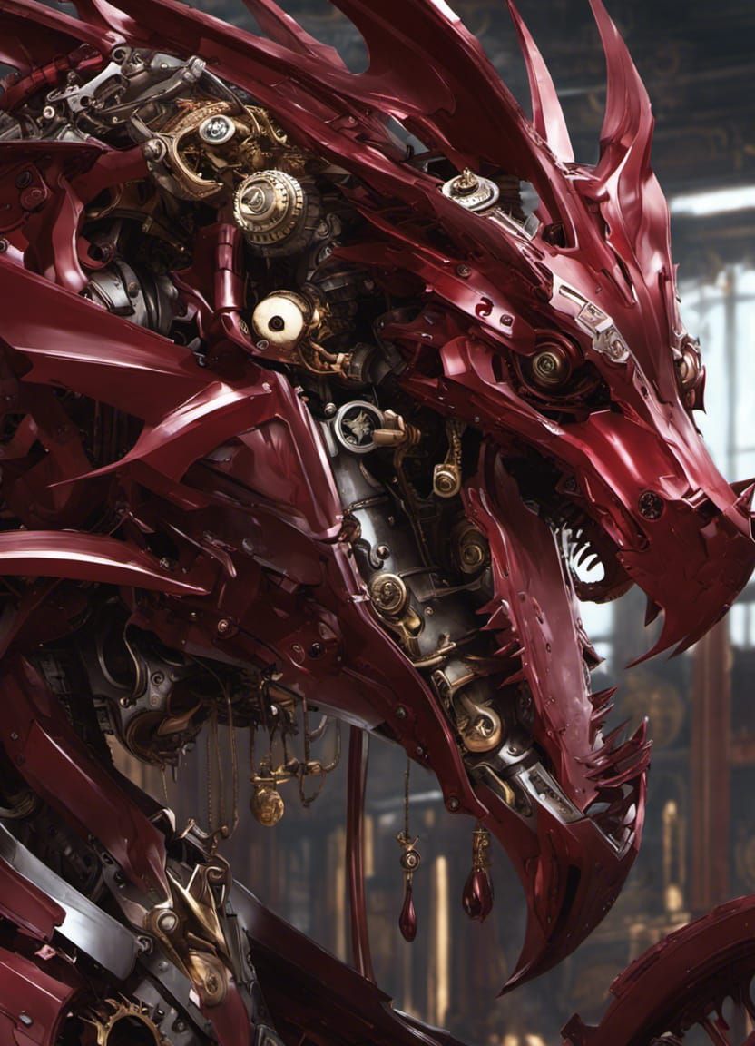 Cybertronic Wyvern up close - AI Generated Artwork - NightCafe Creator