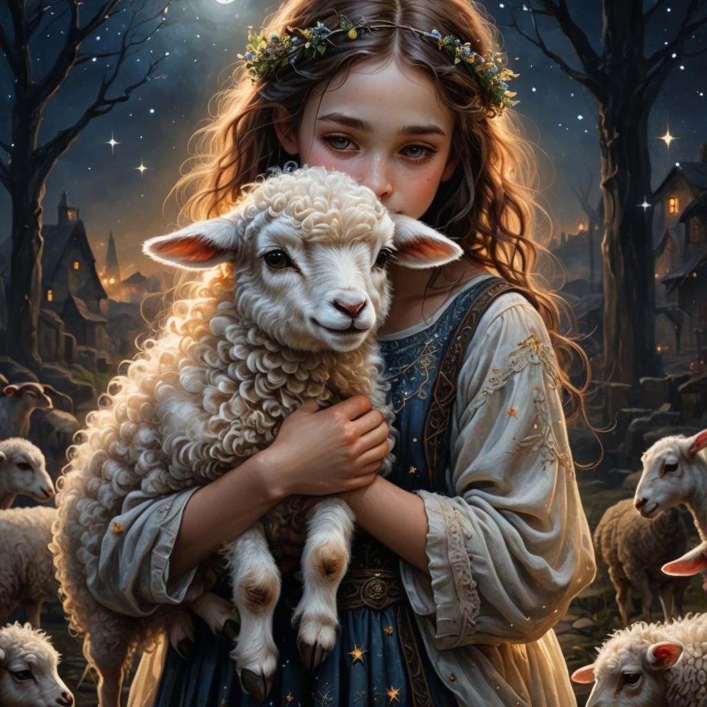 Mary and her little Lamb - AI Generated Artwork - NightCafe Creator