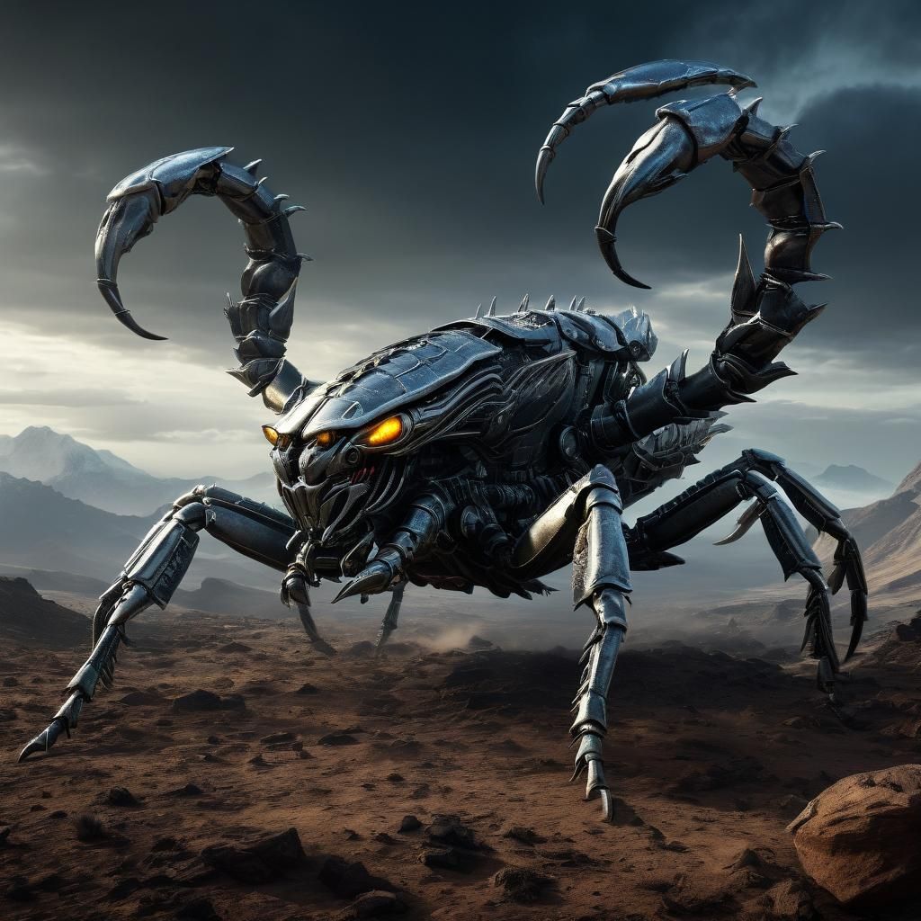 Giant Silver Scorpion Sar Wars - AI Generated Artwork - NightCafe Creator