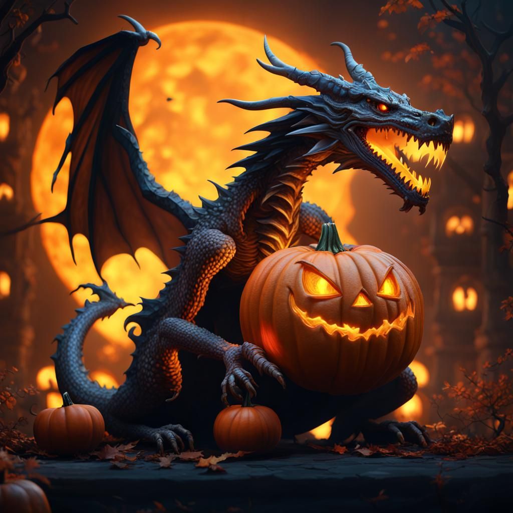 jack o' lantern dragon - AI Generated Artwork - NightCafe Creator
