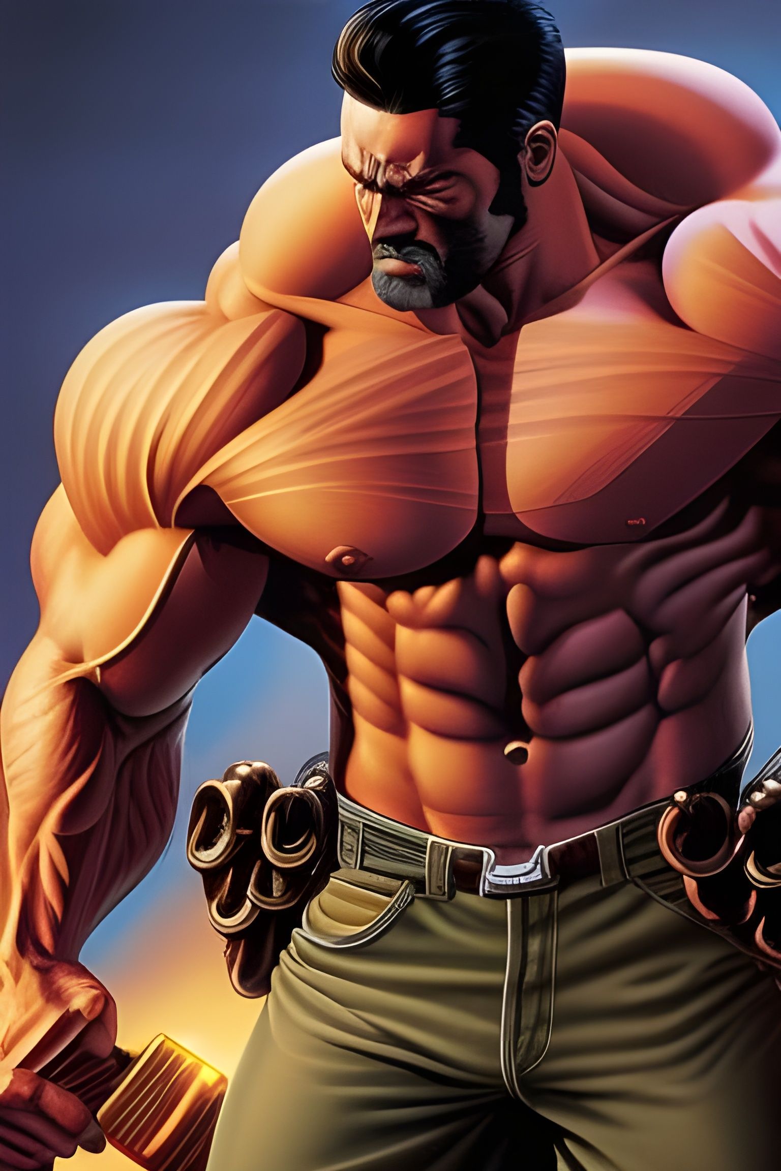 An Ordinary Average Guy, With Huge Muscles - AI Generated Artwork ...