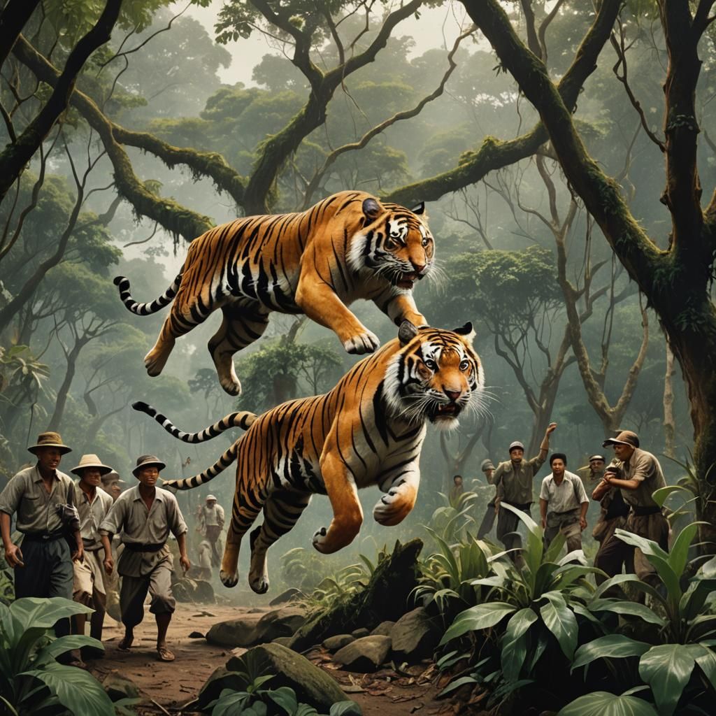 Tiger Chase - AI Generated Artwork - NightCafe Creator