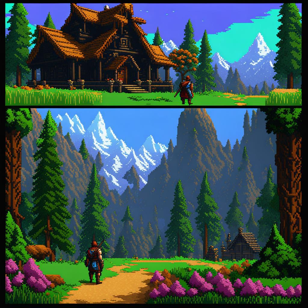 pixel art 16 bit SNES game Skyrim 2 - AI Generated Artwork - NightCafe Creator