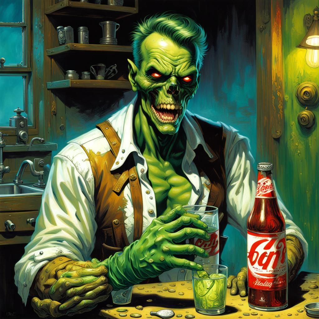 Ghoul having a drink - AI Generated Artwork - NightCafe Creator