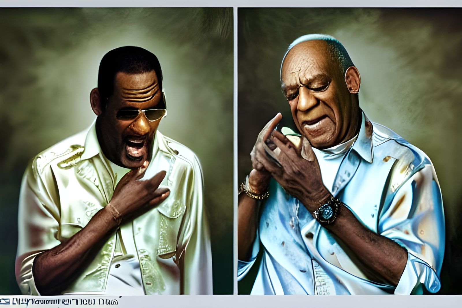 R. Kelly & Bill Cosby mud wresting in vanilla pudding. (I) - AI Generated Artwork - NightCafe ...