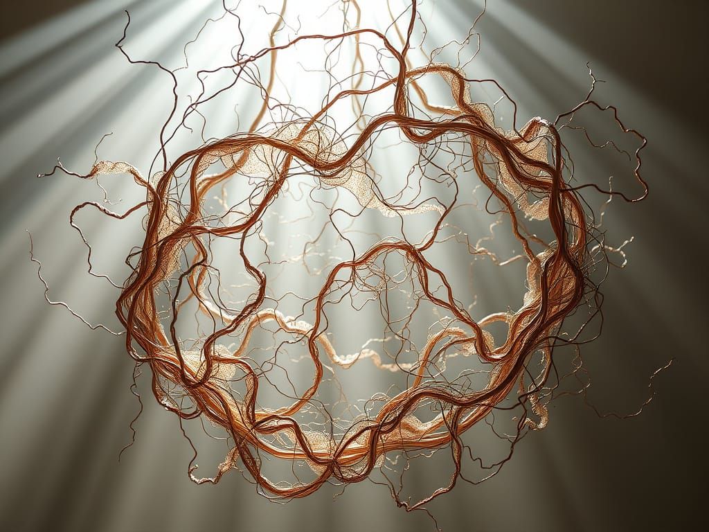 Tangled Whispers: Organic forms intertwined in a chaotic dance—like ...