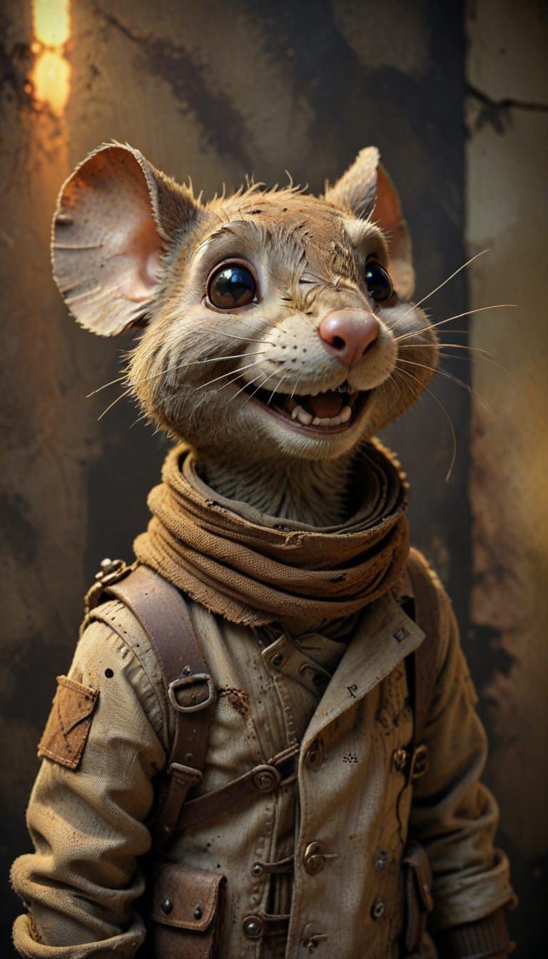 Dieselpunk Cartoon Rat Character: Rusty Cheeks - AI Art