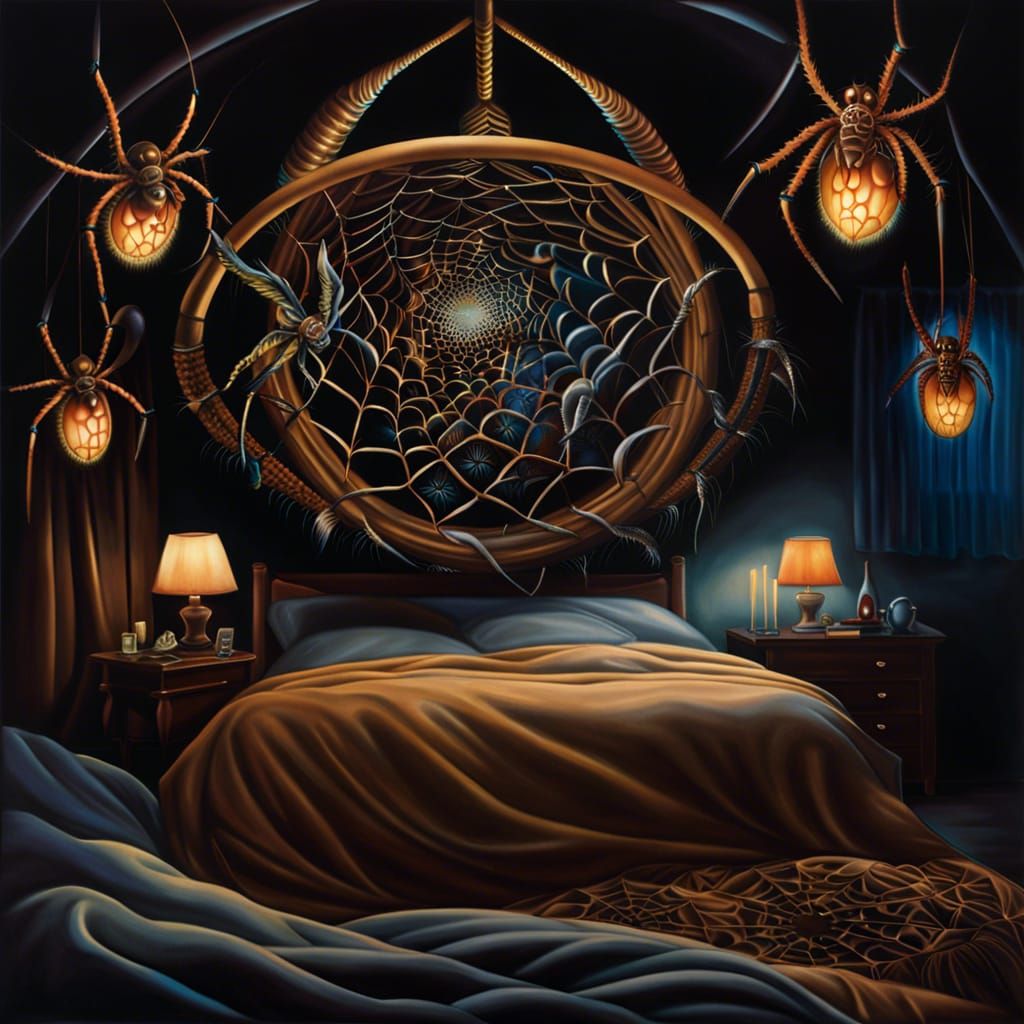 Spiders Creating a Dream Catcher 2 - AI Generated Artwork - NightCafe Creator