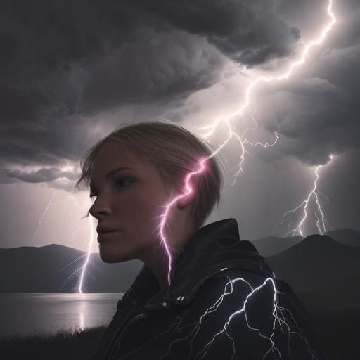 feeling the lightning; it feels good! beautiful surroundings - AI ...