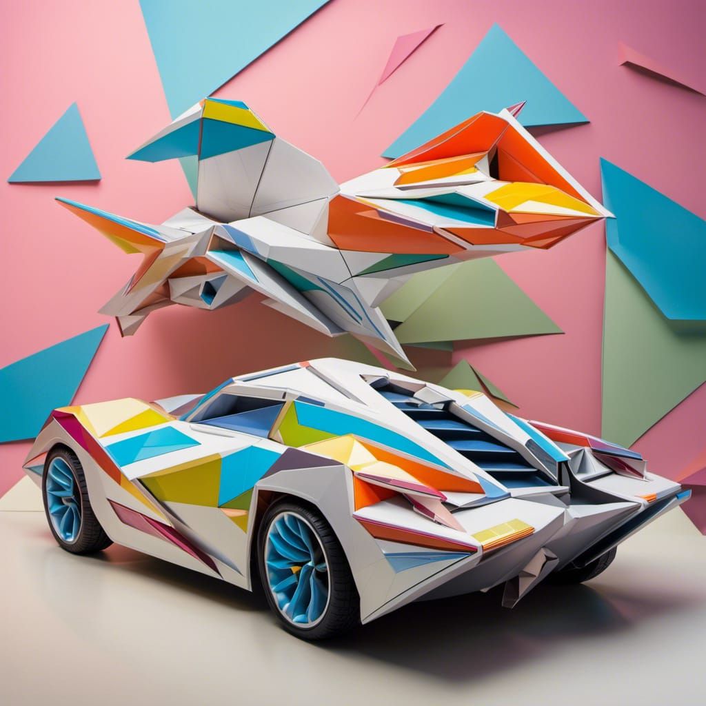Origami Sports Car - AI Generated Artwork - NightCafe Creator