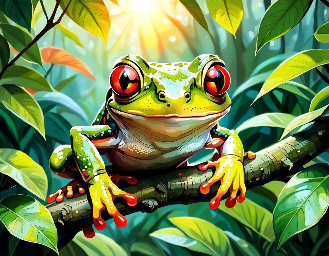 Rainforest tree-frog - AI Generated Artwork - NightCafe Creator
