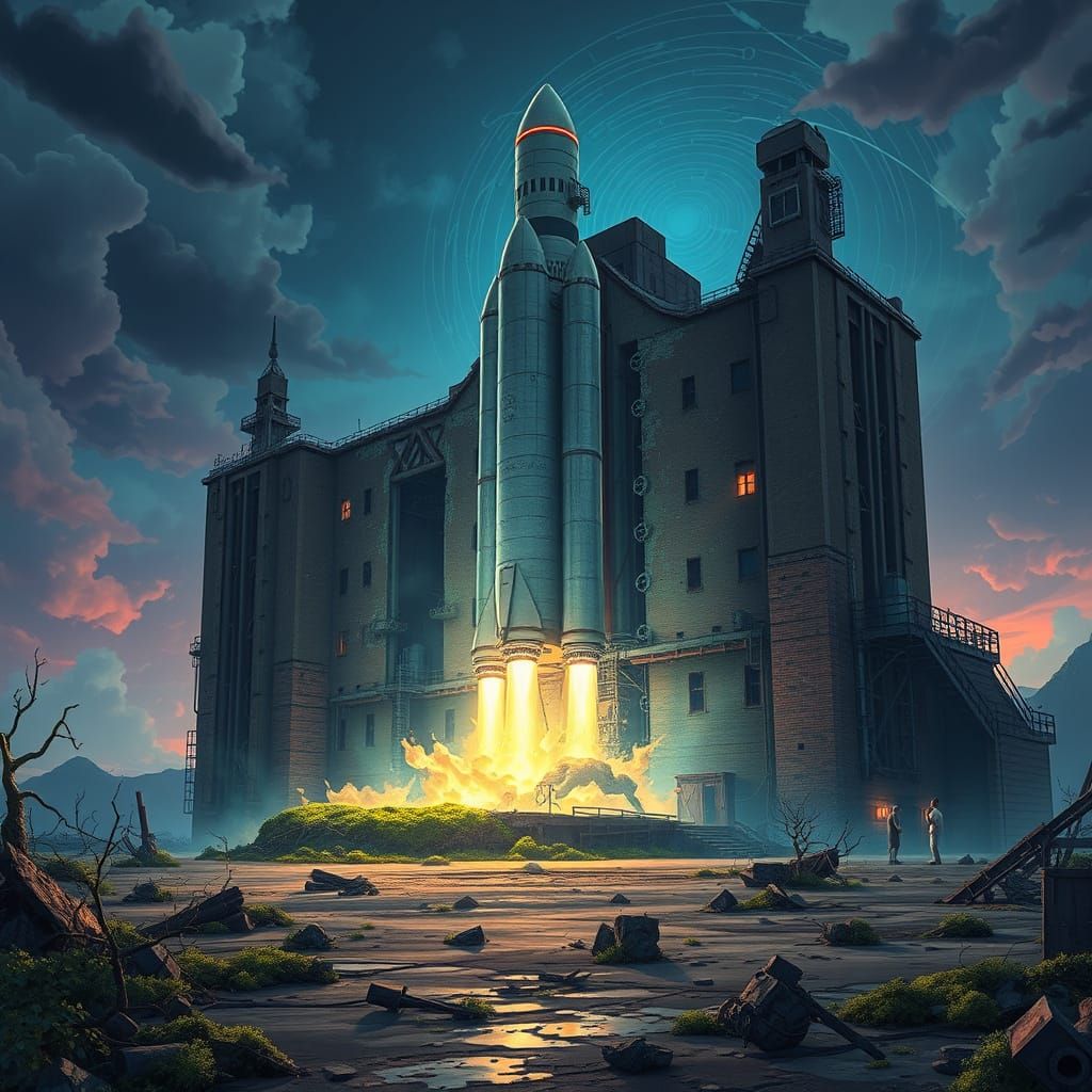 Majestic Rocketship Emerges from Post-Apocalyptic ... - AI Art