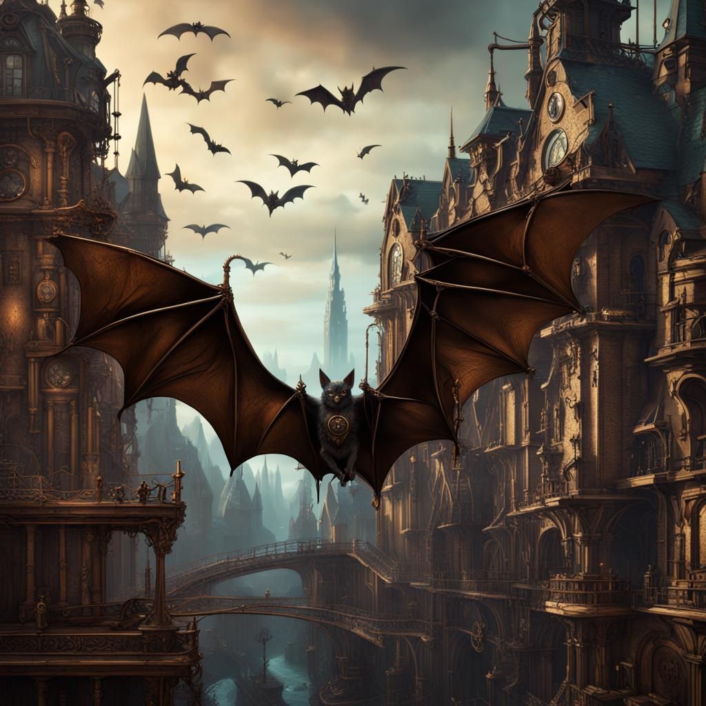 Steampunk Bat - AI Generated Artwork - NightCafe Creator