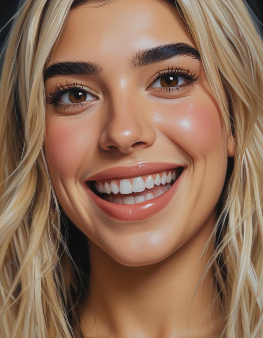 Dua Lipa with her blonde look - AI Generated Artwork - NightCafe Creator