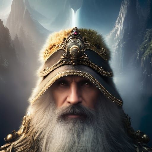 A beautiful highly detailed ornate intricate portrait of an old wizard ...