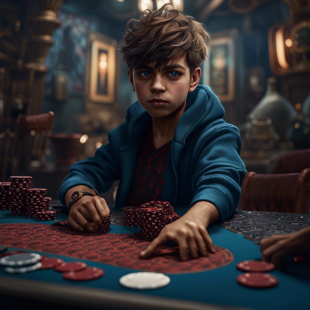 boy poker face - AI Generated Artwork - NightCafe Creator