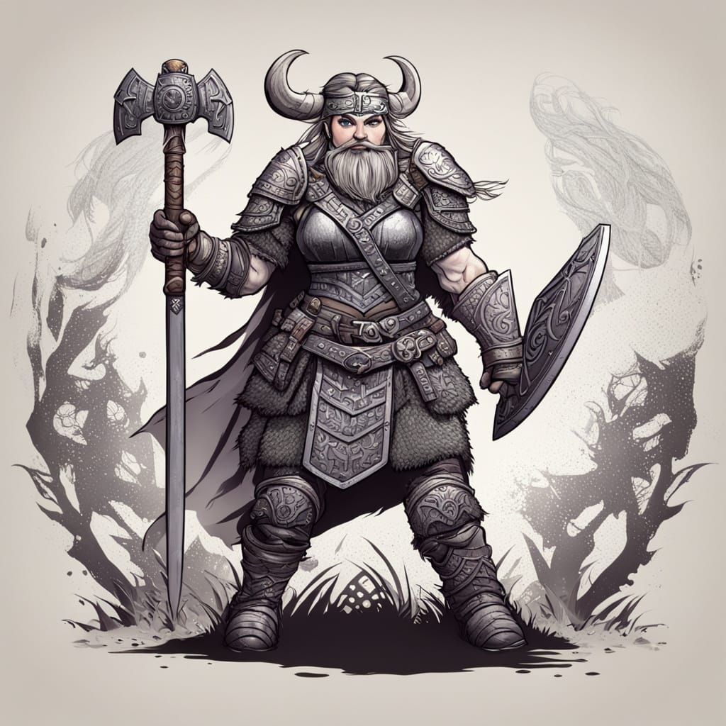 Dwarf Viking Barbarian Shieldmaiden
