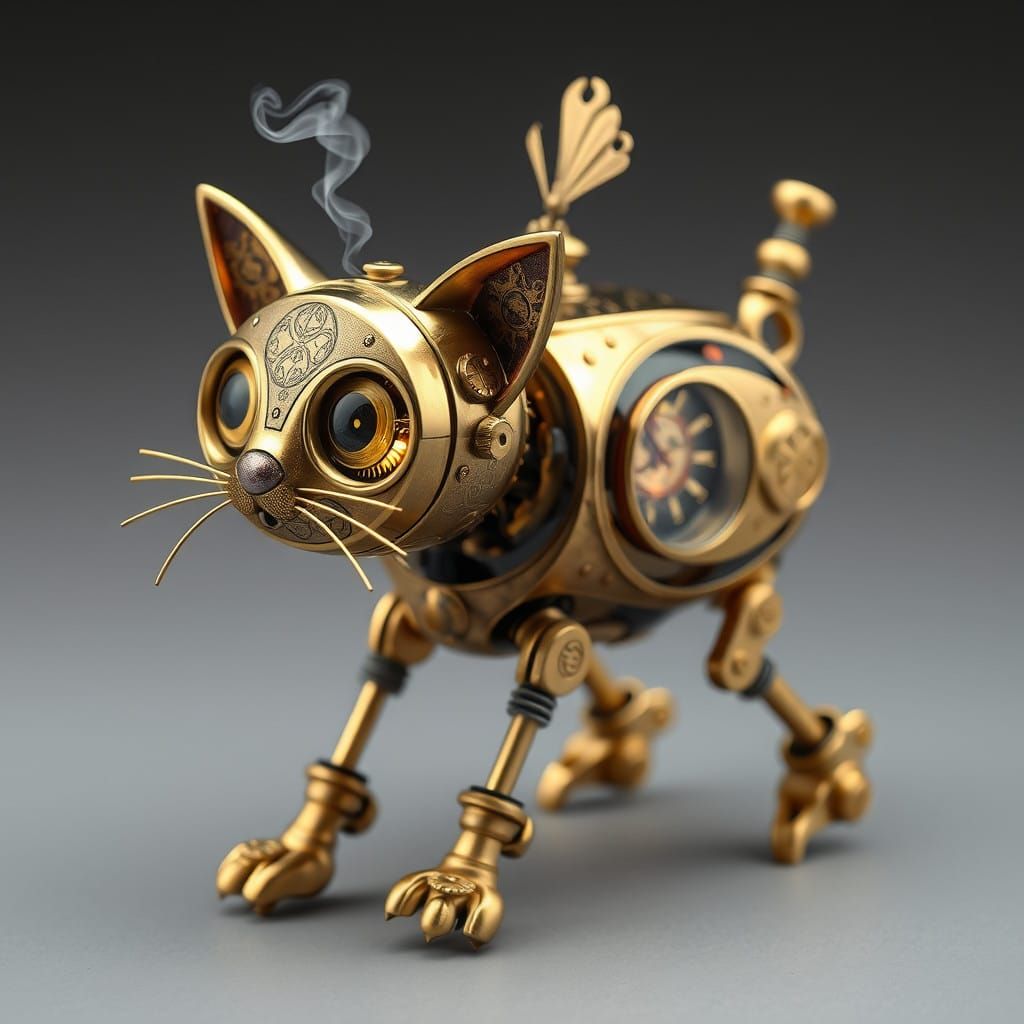 Mechano-Steampunk Companion: Clockwork Courier - AI Art