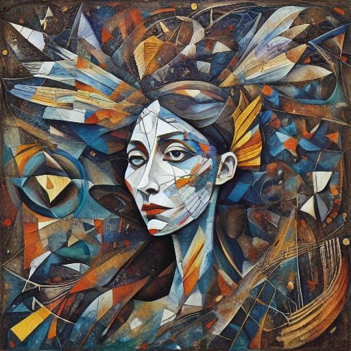 Angel - Angel in Geometric Cubist...