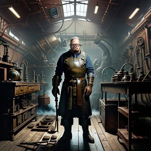 Inventor Triumphs with Steam-Powered Robot in Retr... - AI Art