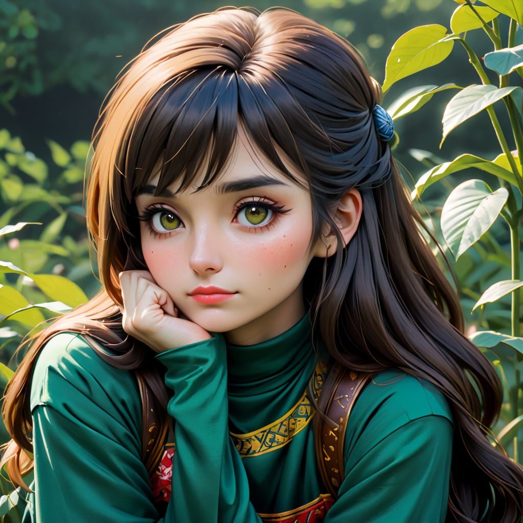 1100s girl in a coy pose - Medieval Maiden in Coquettish Re...