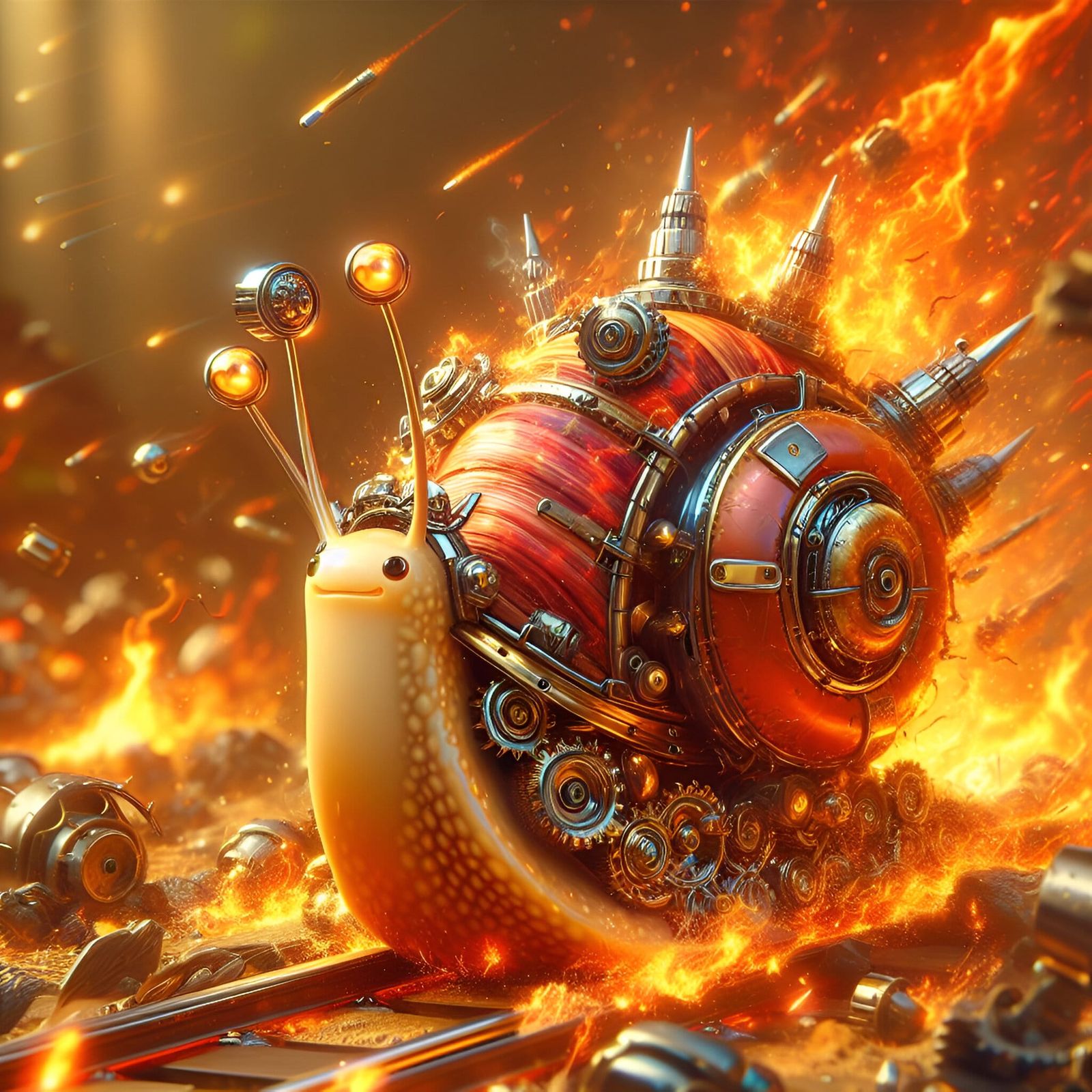 Armed Snail 😎 - AI Generated Artwork - NightCafe Creator