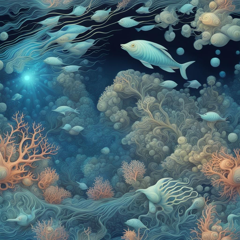 SCHOOLING BLUE FISH - AI Generated Artwork - NightCafe Creator