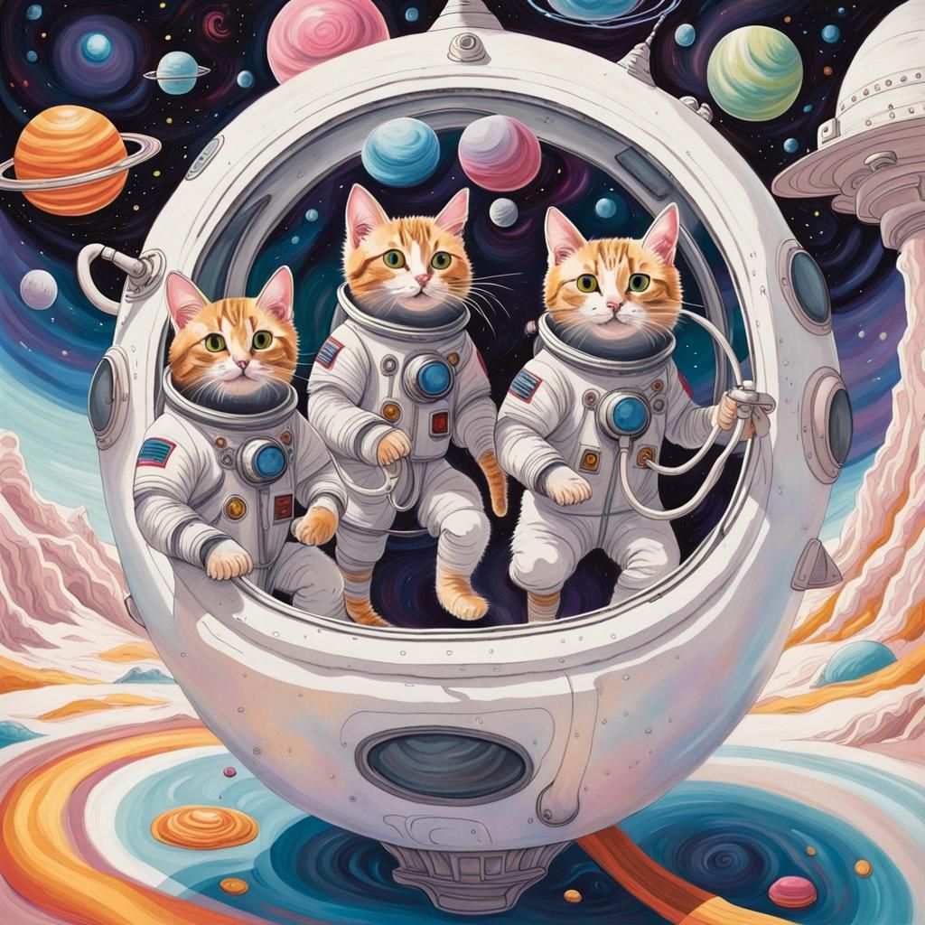 Catstronauts' space adventure - AI Generated Artwork - NightCafe Creator