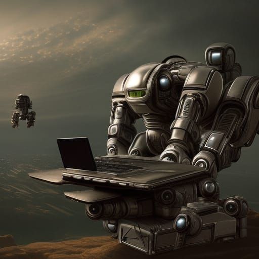 robot on a laptop - AI Generated Artwork - NightCafe Creator