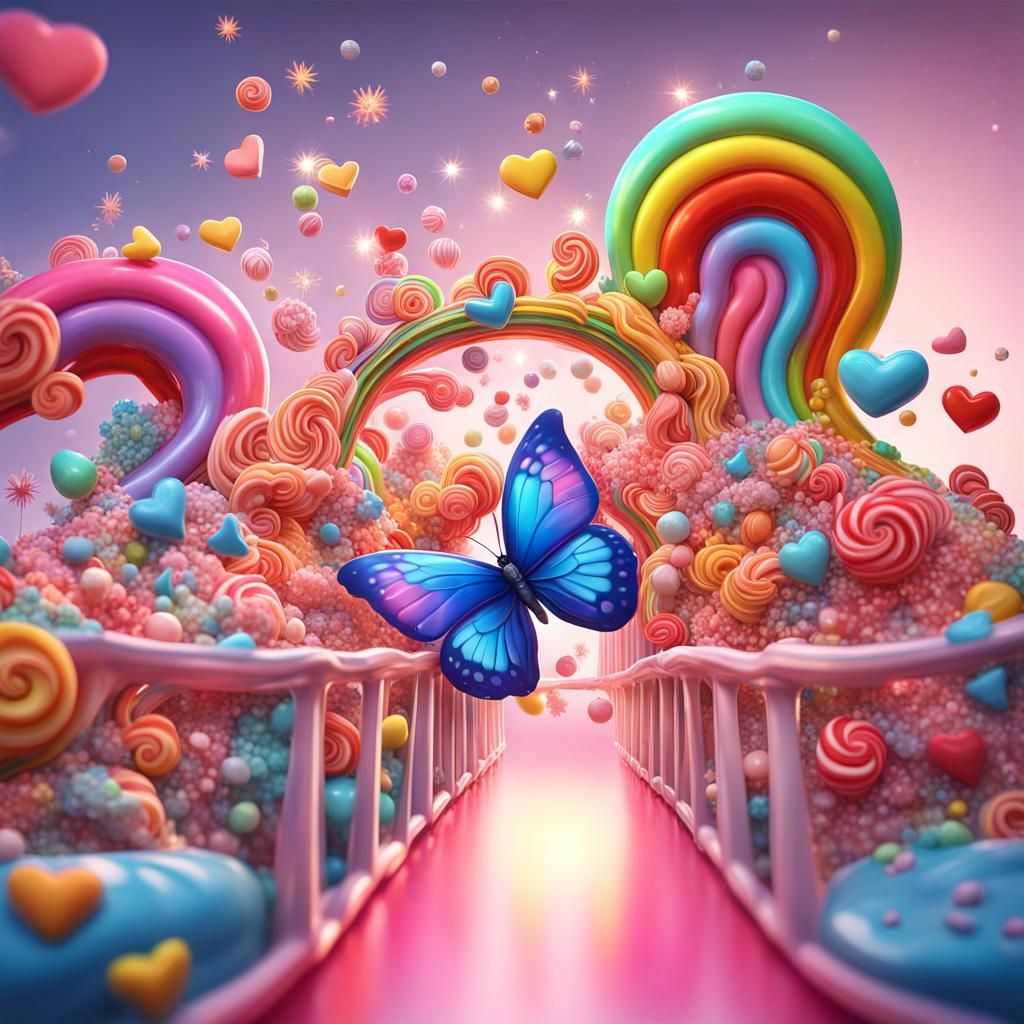 paint 4d butterfly, star, moon, rainbow, bridge, heart, glitter - AI ...
