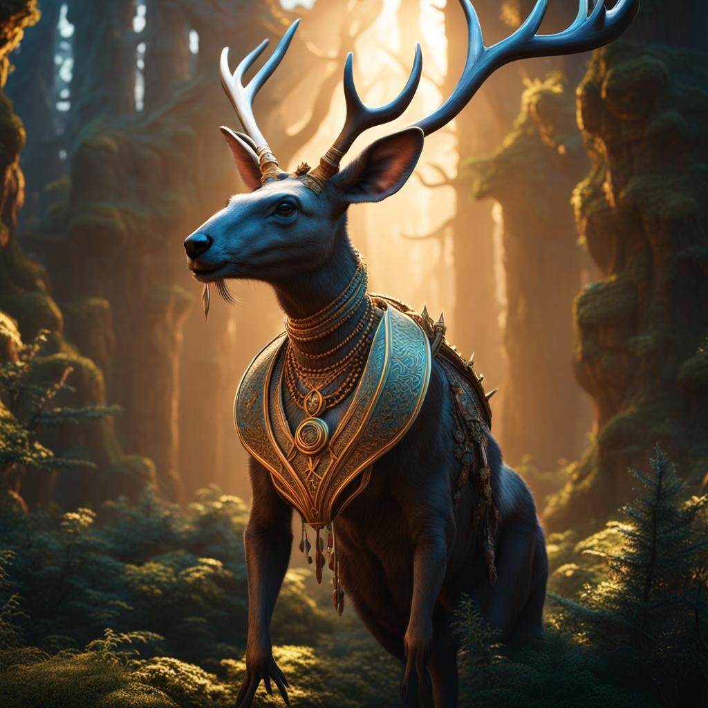 human kangaroo with antlers - AI Generated Artwork - NightCafe Creator
