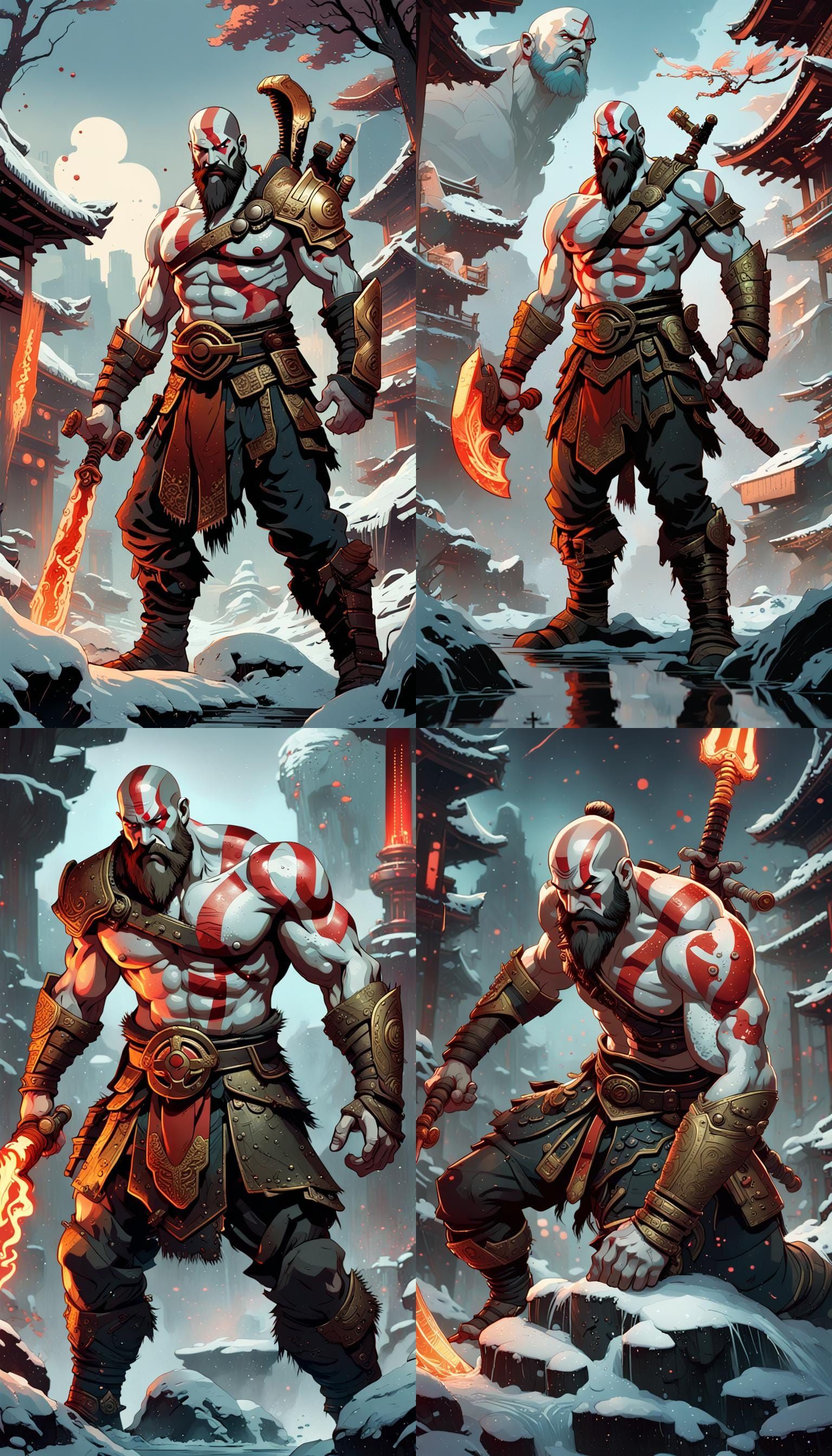 Epic,Character Design Illustration,"God of War: Japan version,Kratos ...