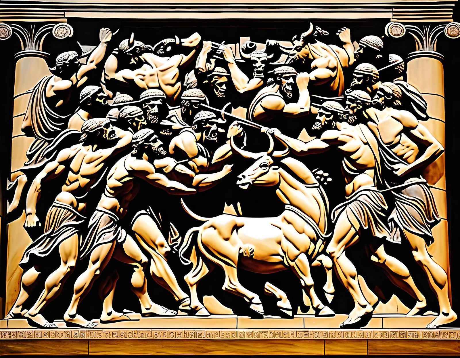 The Minotaur devours young Athenians sent as tribute - AI Generated ...