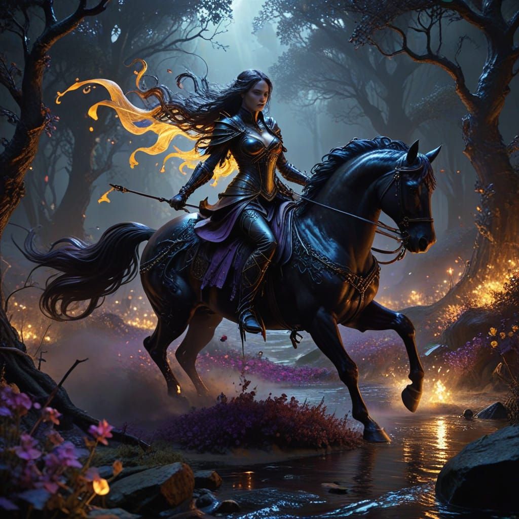 Black-armored maiden, the nightmare her steed