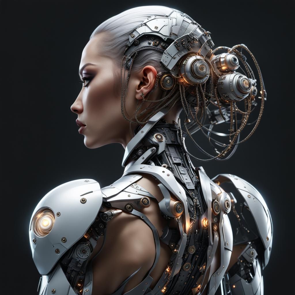 Female Cyborg, maliziosa, voluttuosa, seducente e sensuale,rear view ...