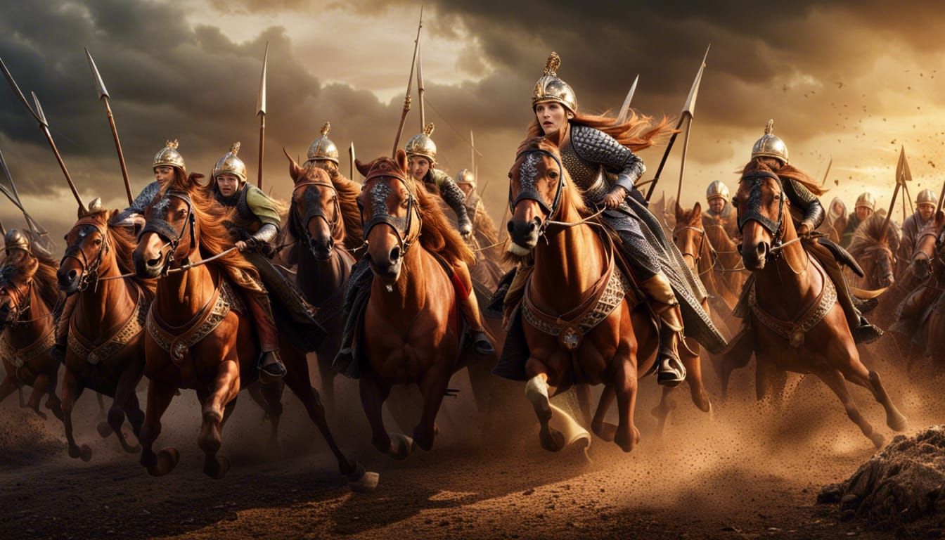 Queen Boadicea in battle on a chariot - AI Generated Artwork ...