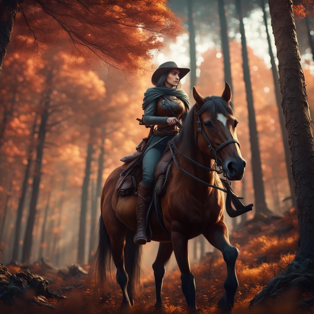 Ranger girl on a forest - AI Generated Artwork - NightCafe Creator