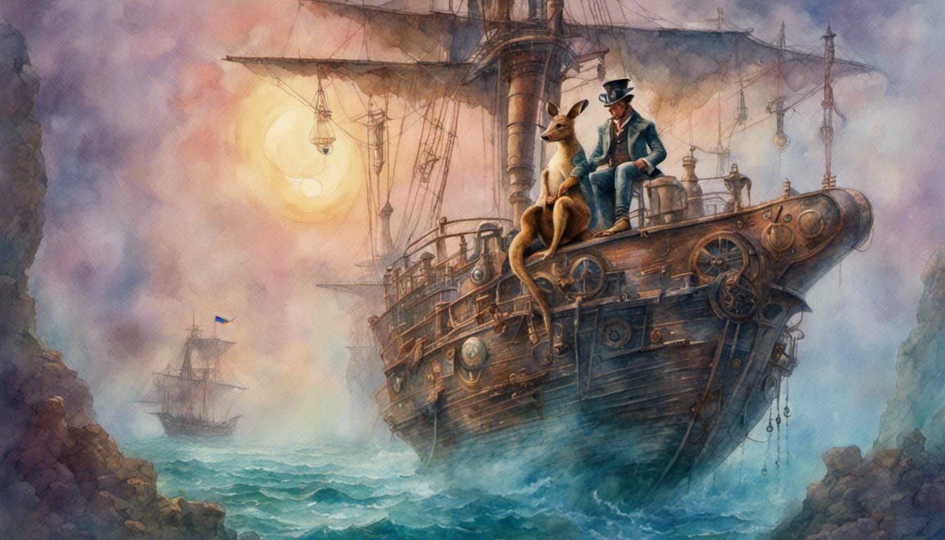 A Kangaroo and a Pirate - AI Generated Artwork - NightCafe Creator