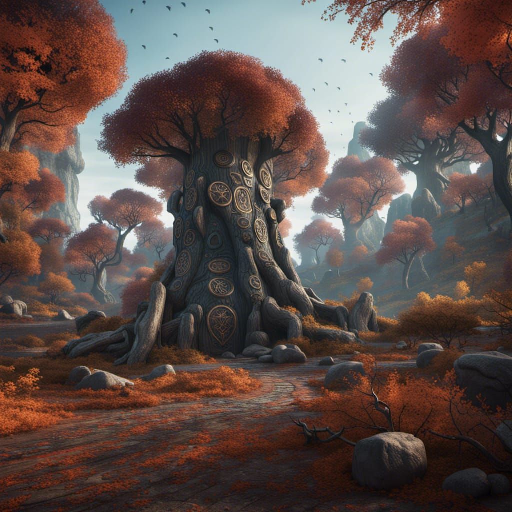 Rune Tree - AI Generated Artwork - NightCafe Creator