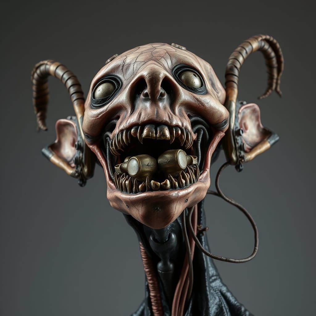 Surreal Biomechanical Horror with Melted Metal and... - AI Art