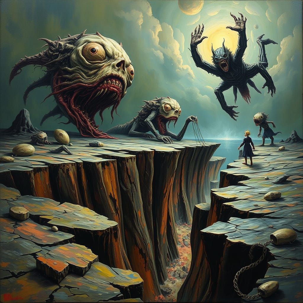 Surreal Nightmare Landscape in Francis Bacon Style - AI Art