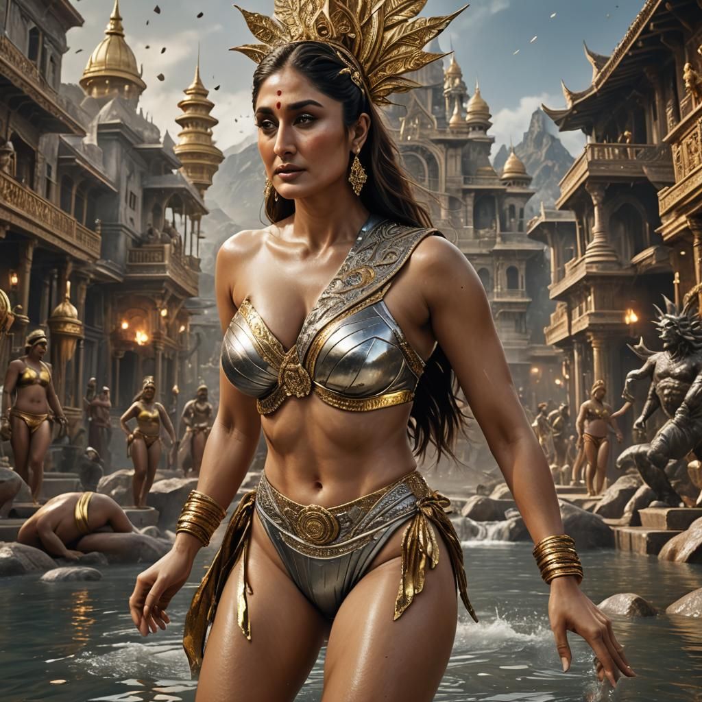 Kareena Kapoor in gold and silver bikini - AI Generated Artwork - NightCafe Creator