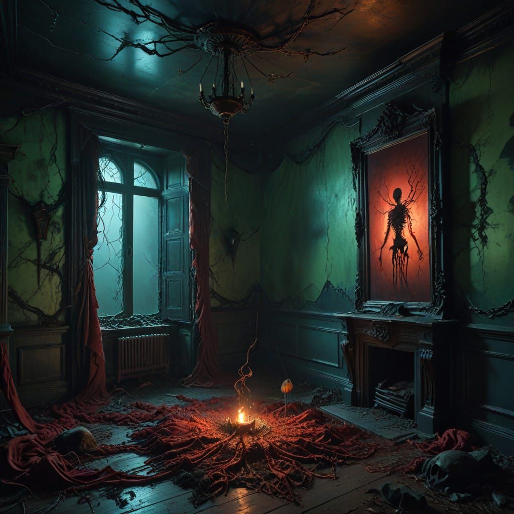 A dark, twisted entity, shrouded in tattered, black drapery, inhabits ...