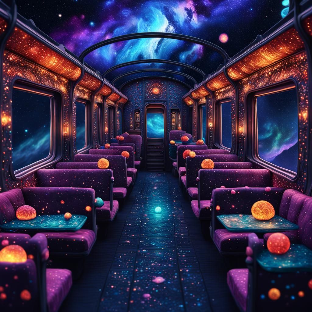 Evanescent Cosmos Impasto Deep Saturation Galaxy Train - AI Generated ...