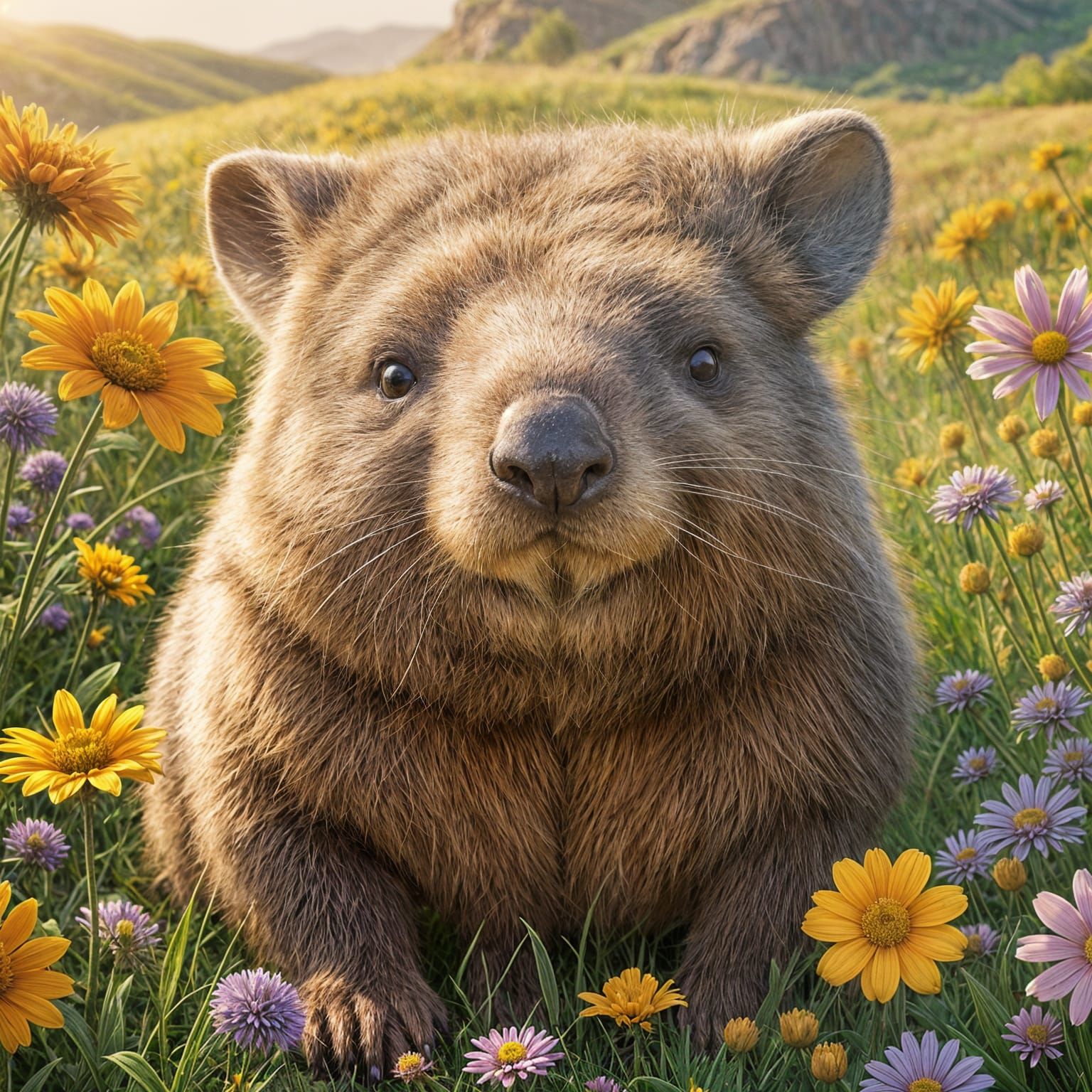 cartoon wombat wombling - Whimsical Cartoon Wombat on a Joyf...