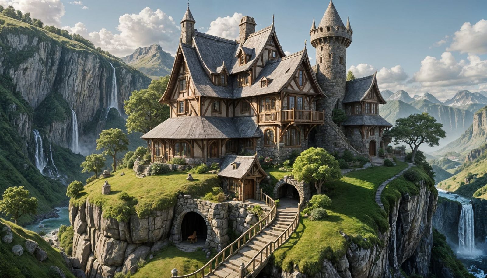 mansion in the mountains - Enchanted Elven Refuge on a Cliff...