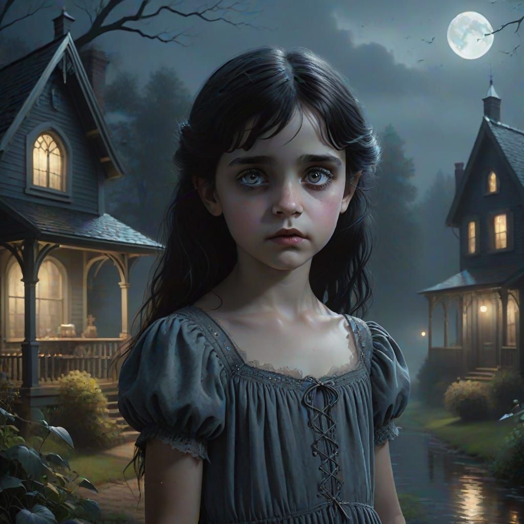 Hyper-realistic portrait photography. A gothic child of the Devil. Soft ...
