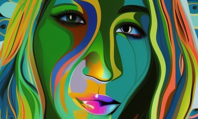 a woman's face is painted in multicolors - AI Generated Artwork ...