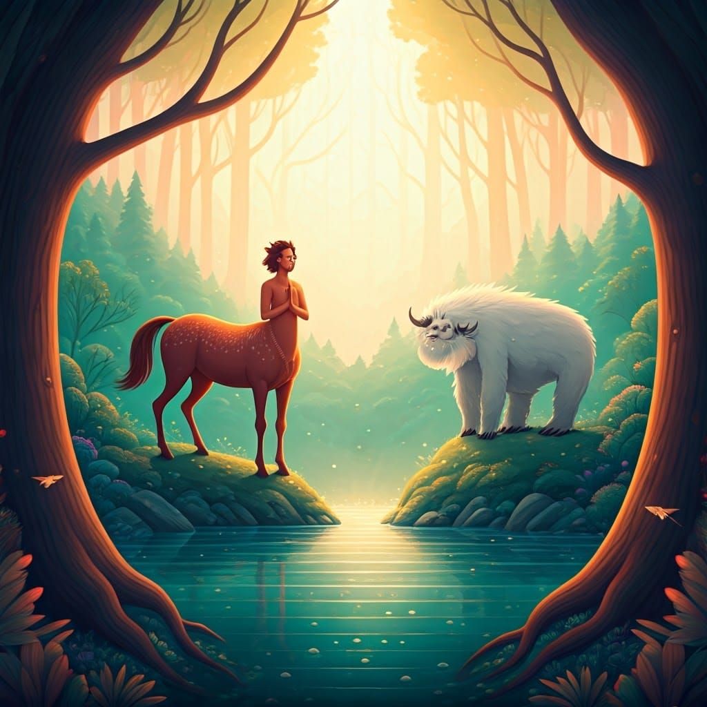 Mythical Creatures in Serene Yoga Poses - AI Art